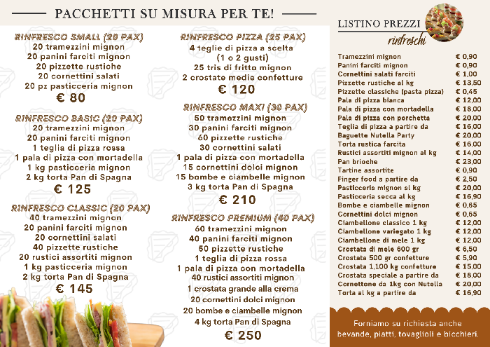 RINFRESCHI & MENÙ :: Forno Dolci Sapori